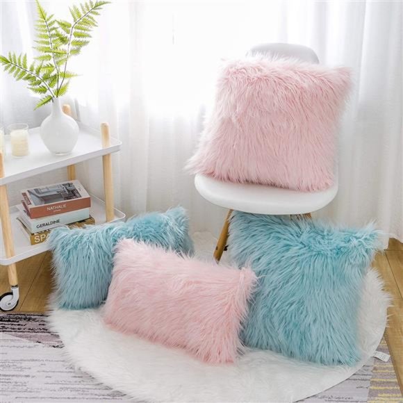 Other | Set Of 2 Pink Fluffy Pillow Covers New Luxury Series Merino ...